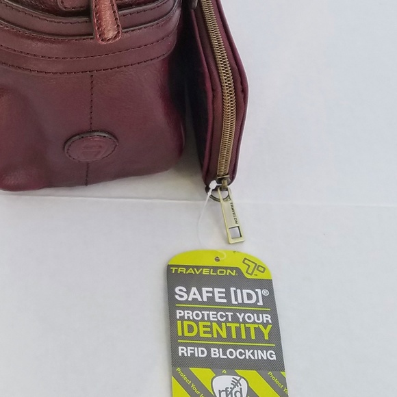 Travelon | Bags | Travelon Burgundy Blue Rfid Proctection Wallet | Poshmark